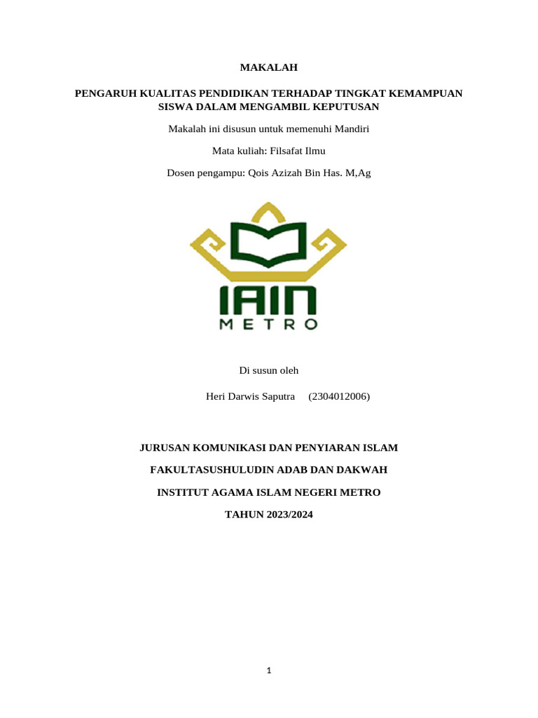 MAKALAH Heri Pengambilan Keputusan | PDF