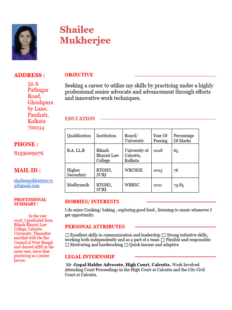 Junior Lawyer Profile: Shailee Mukherjee | PDF