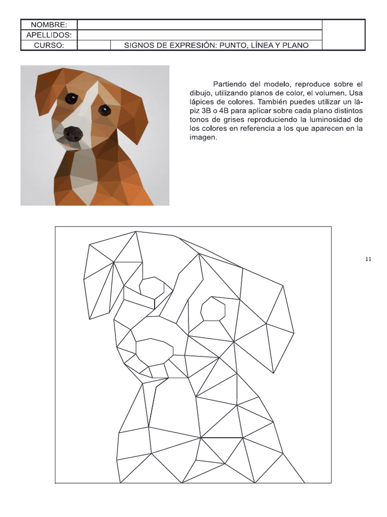 Ficha Lenguaje Visual Punto Plano Línea | PDF