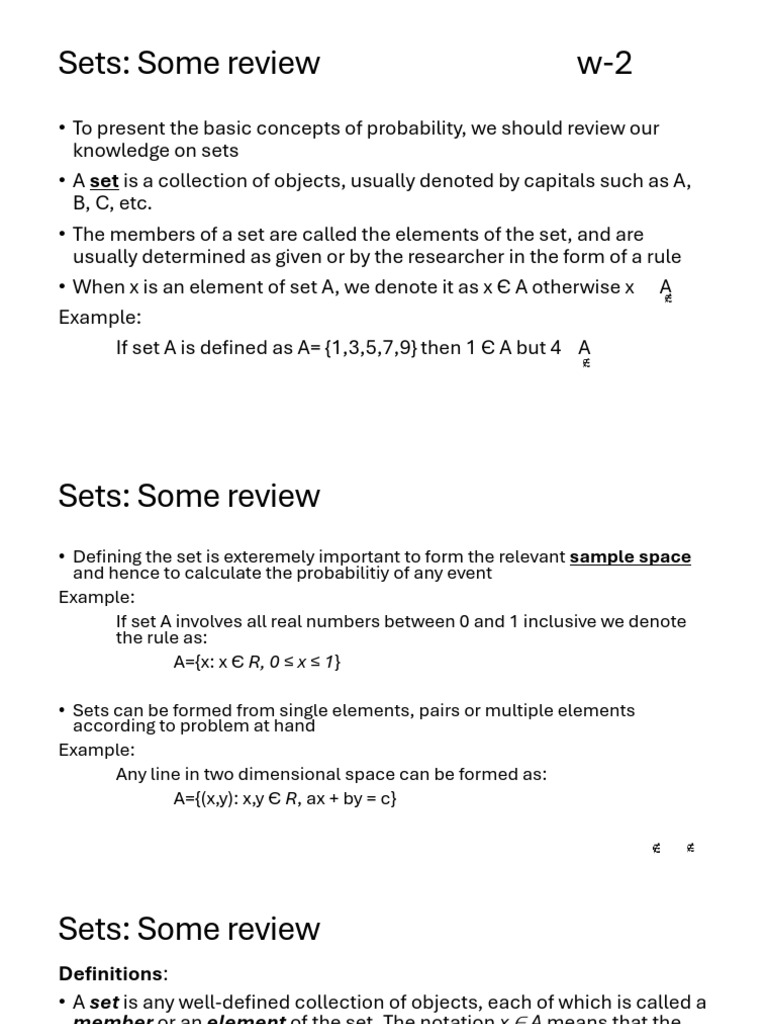 Week 2 Slides | PDF | Set (Mathematics) | Empty Set Week 2 Slides | PDF | Set (Mathematics) | Empty Set