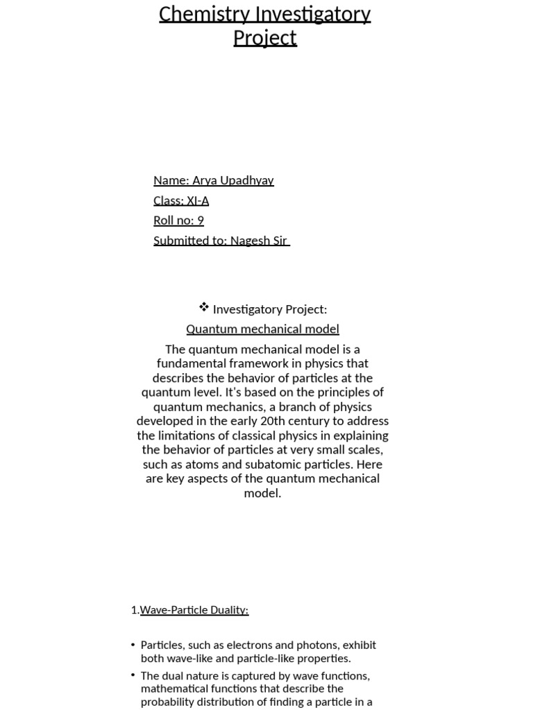 Quantum Mechanical Model Overview | PDF | Quantum Mechanics | Wave Function