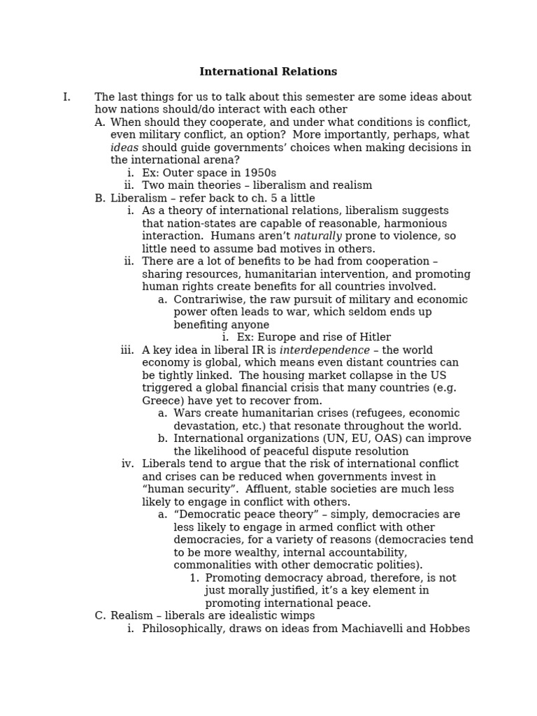 International Relations Theories | PDF | Soviet Union | World Politics