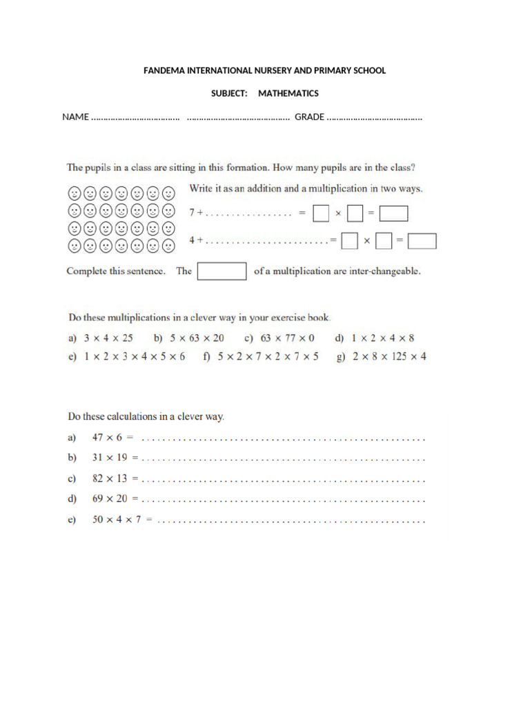 Grade 8 Mathematics Assessment | PDF | Computers