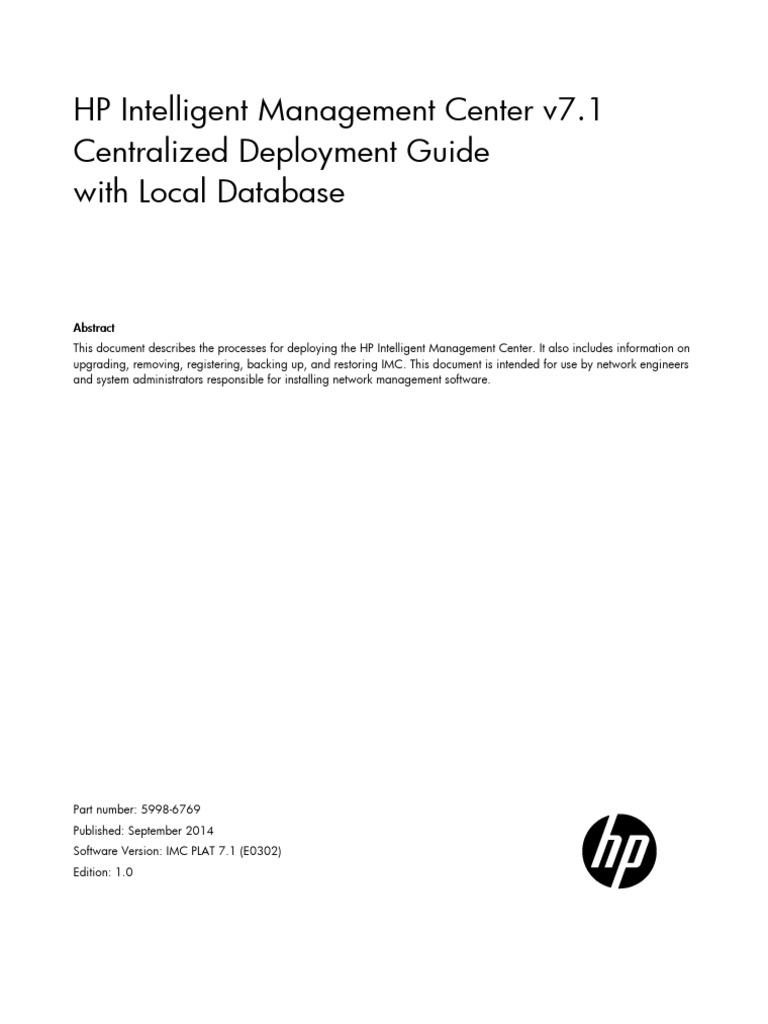 HP Intelligent Management Center Central Deployment Guide With Local ...