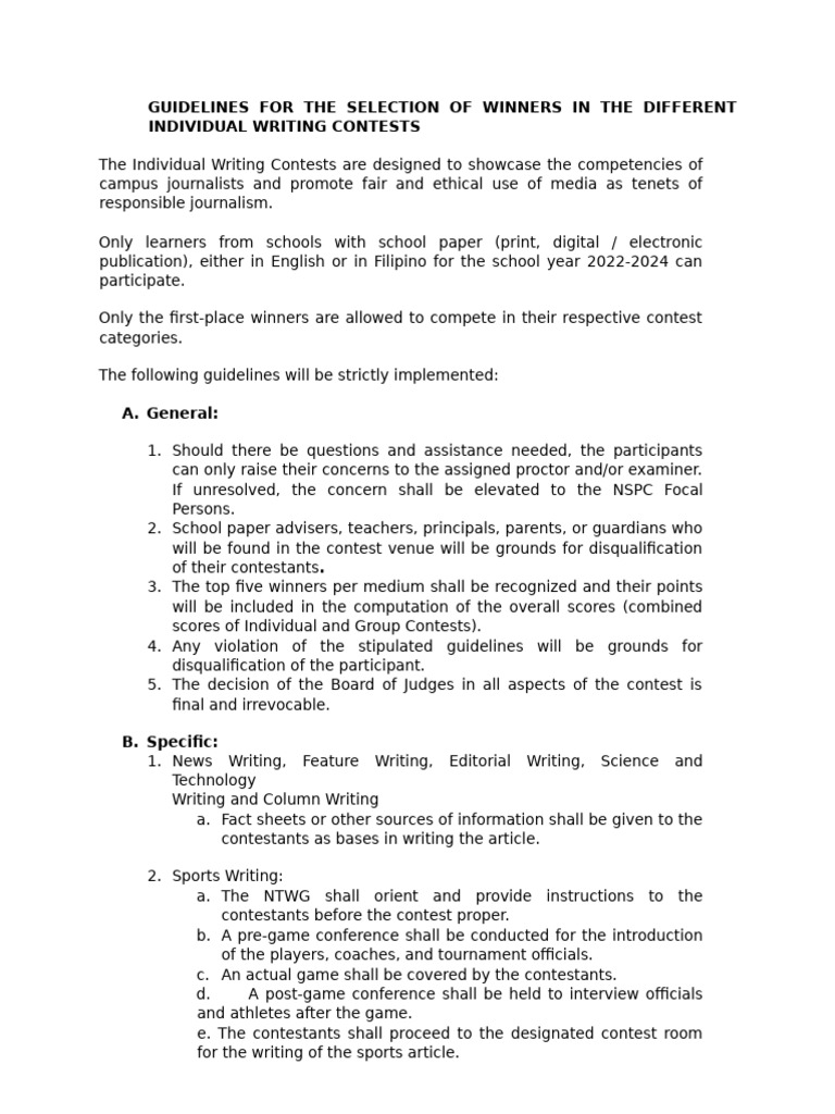 Final Guidelines and Scoresheet | PDF | Plagiarism | Journalism