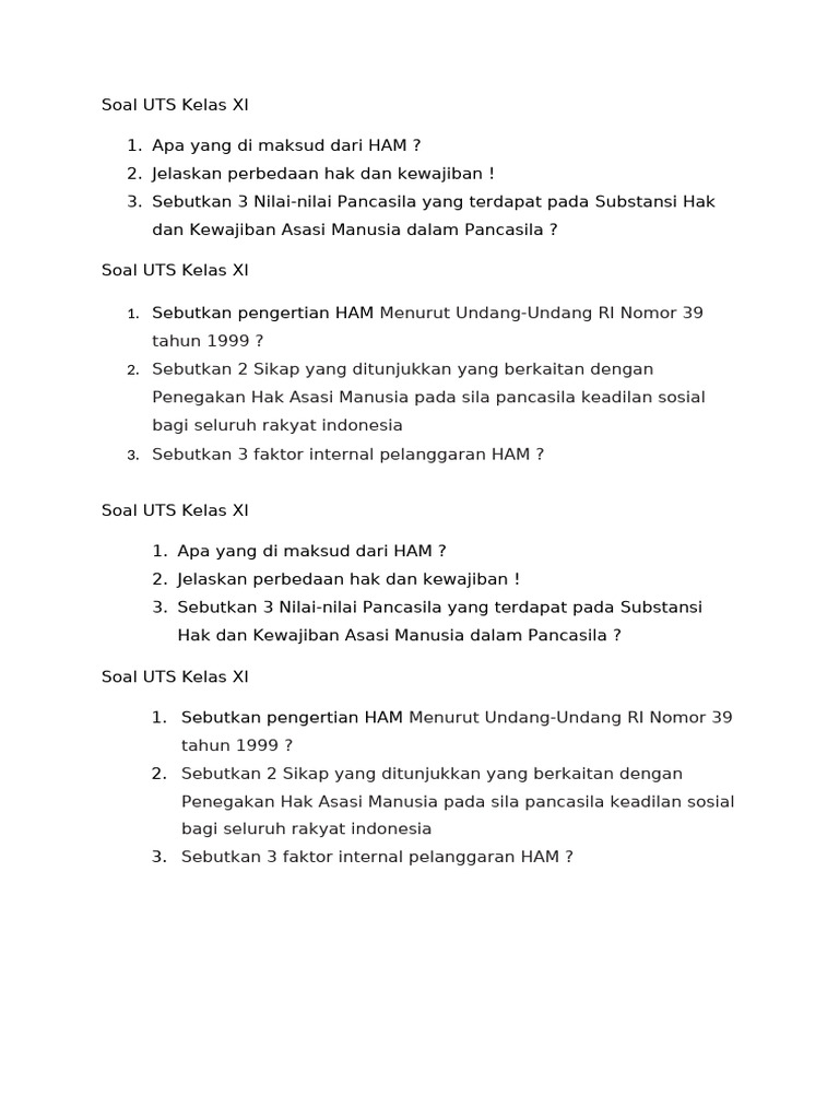 Soal UTS Kelas XI | PDF