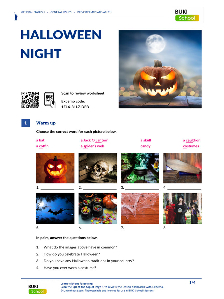 Halloween Night American English Student A2 B1 | PDF | Halloween