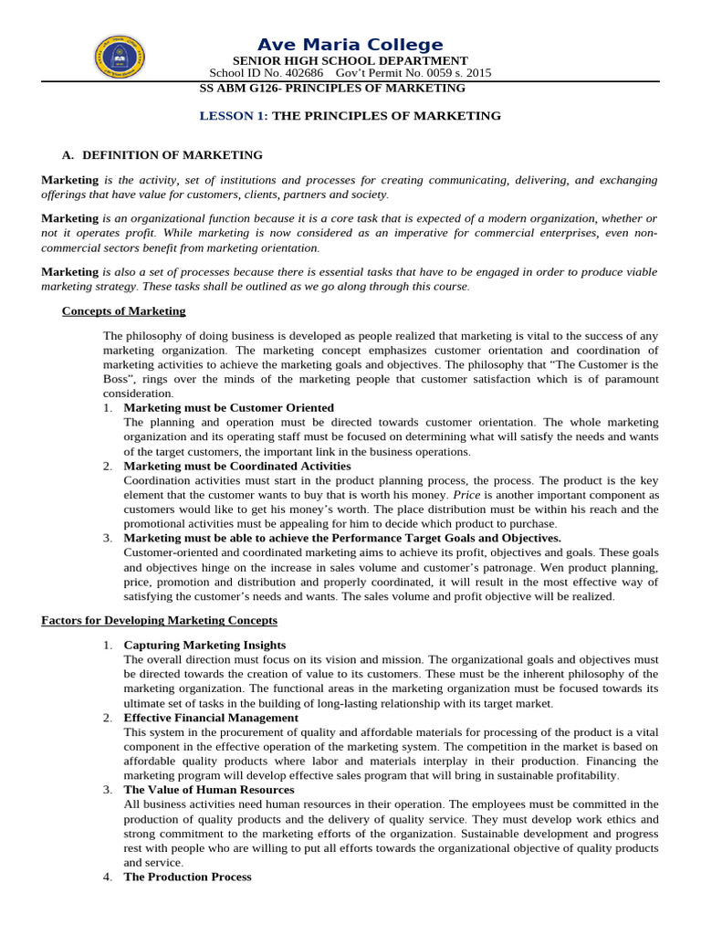 Lesson 1 | PDF | Marketing | Sales