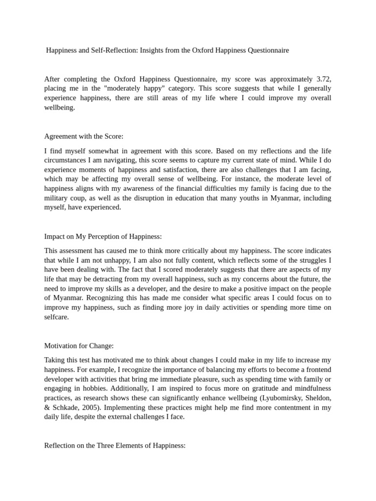 Week 7 Assignment | PDF | Happiness | Well Being