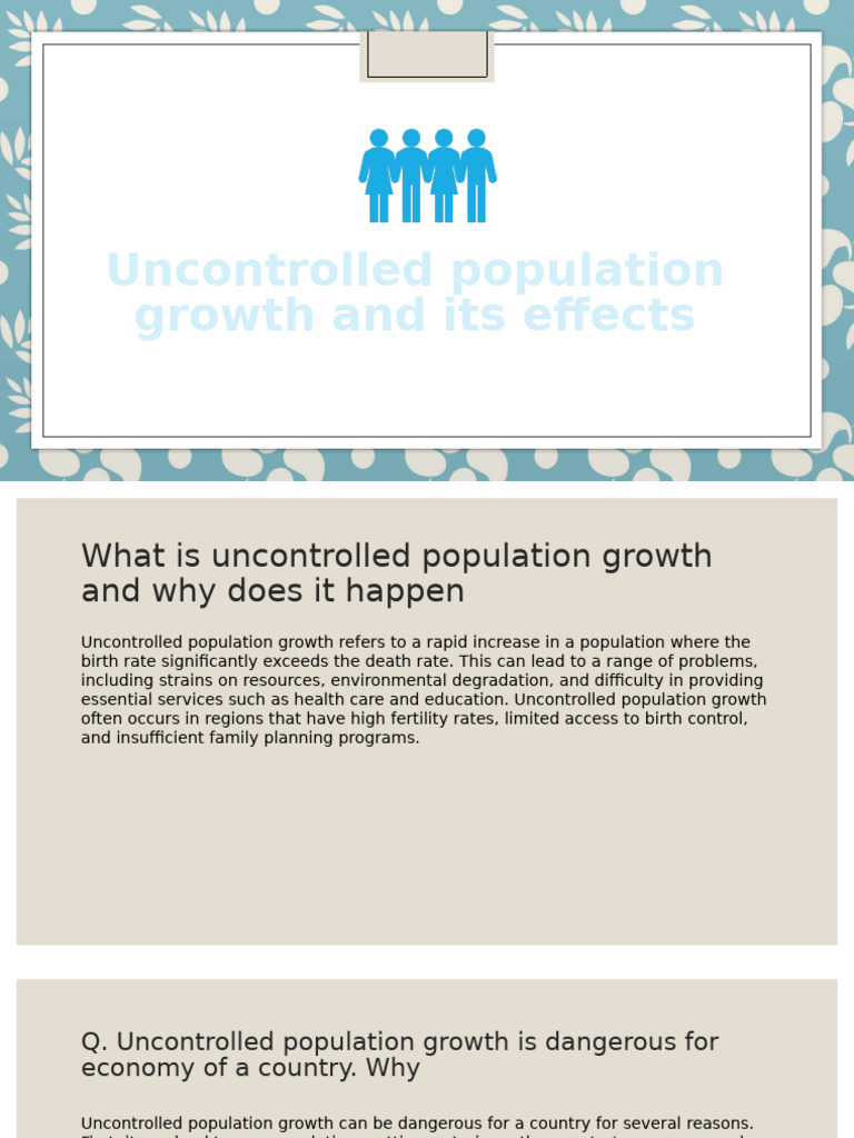 Uncontrolled Population Growth and Its Effects | PDF | Population ...