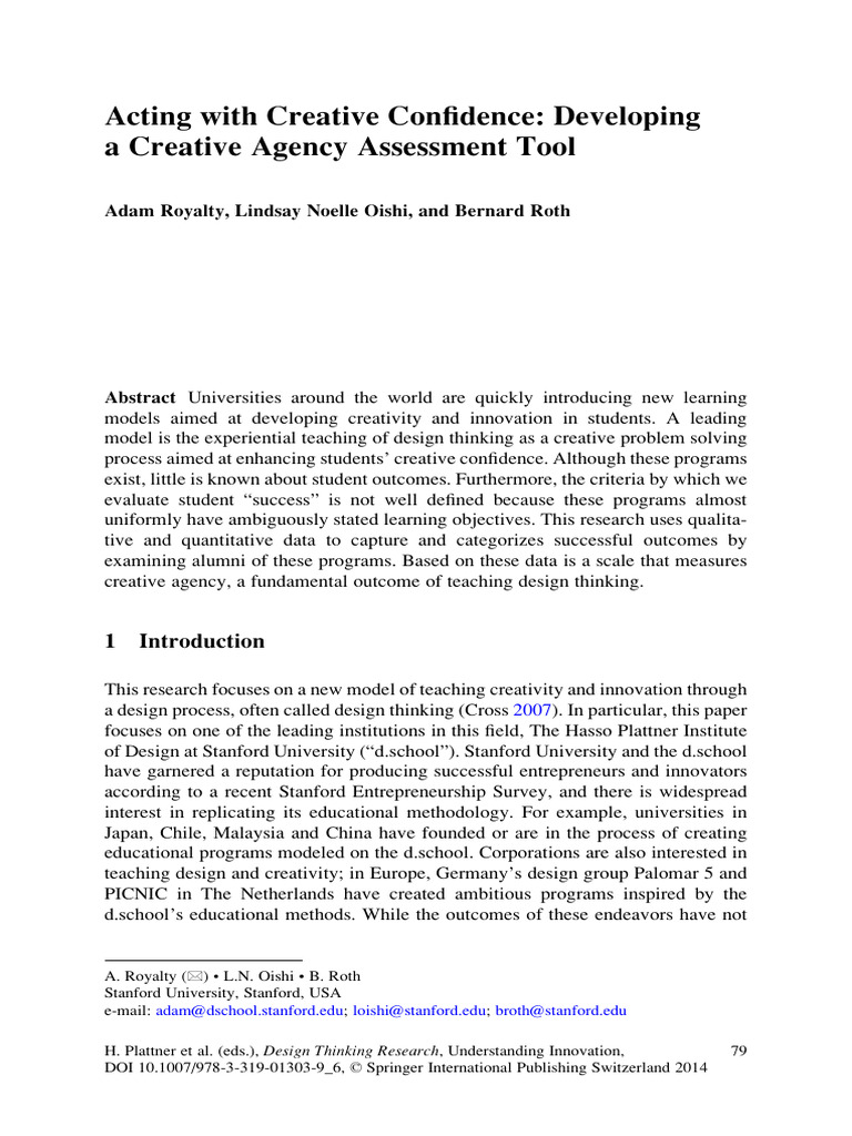 Royalty 2013 | PDF | Self Efficacy | Design Thinking