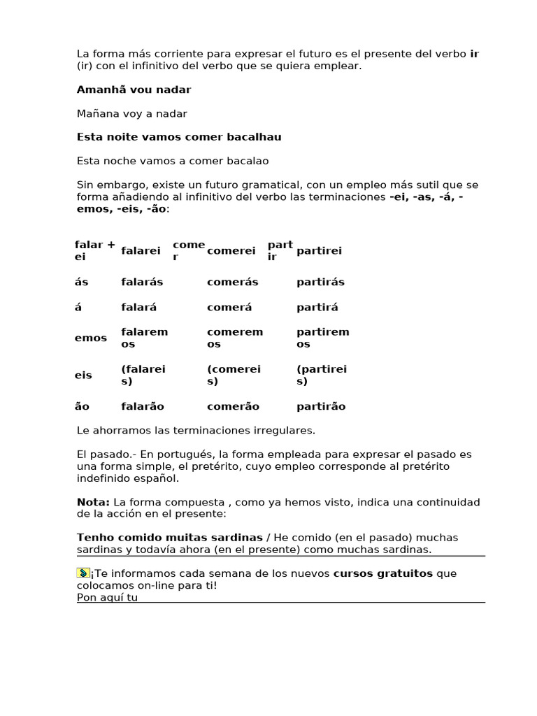 La Forma Más Corriente para Expresar El Futuro Es El Presente Del Verbo ...