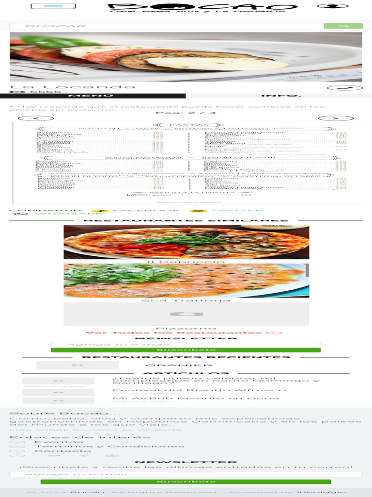 Menú de La Locanda en Santiago | PDF