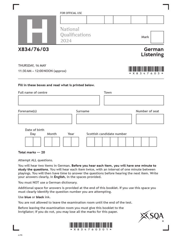 German Listening Exam Guide 2024 | PDF | Human Communication | Linguistics
