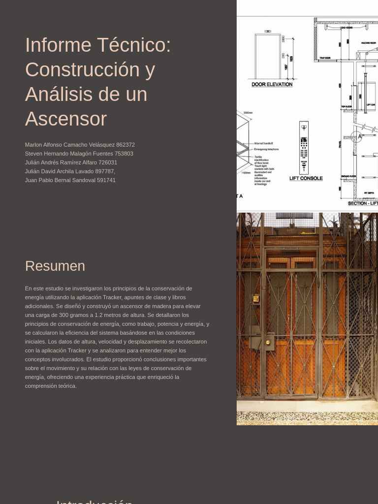 Informe Tecnico Construccion y Analisis de Un Ascensor | PDF | Fuerza | Mecanica clasica