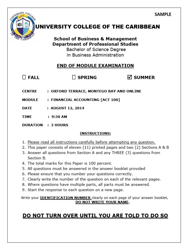 Financial Accounting - EOM Exam - SUMMER 2014 | PDF | Financial ...
