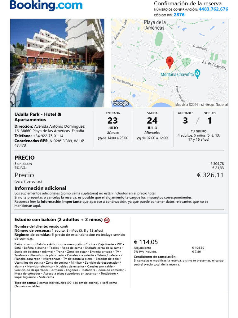 Reserva Confirmada en Udalla Park | PDF | Hotel