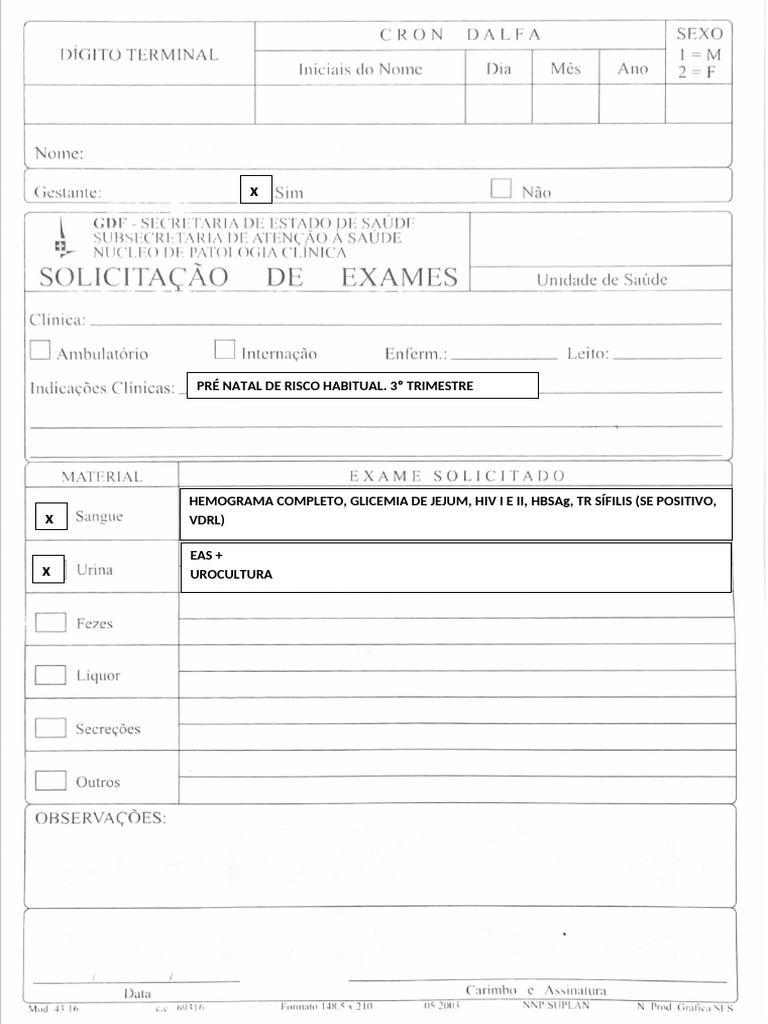Pedido de Exames 3º TRI | PDF