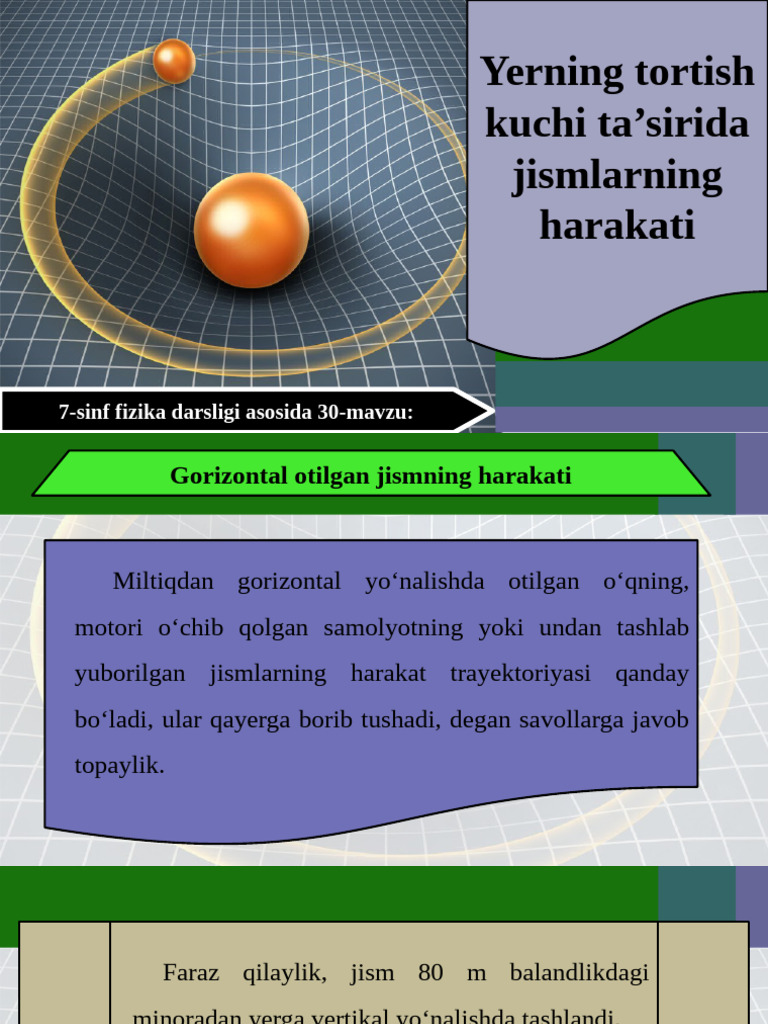 7-Sinf Fizika Fanidan Yerning Tortish Kuchi Ta'Sirida Jismlarning ...
