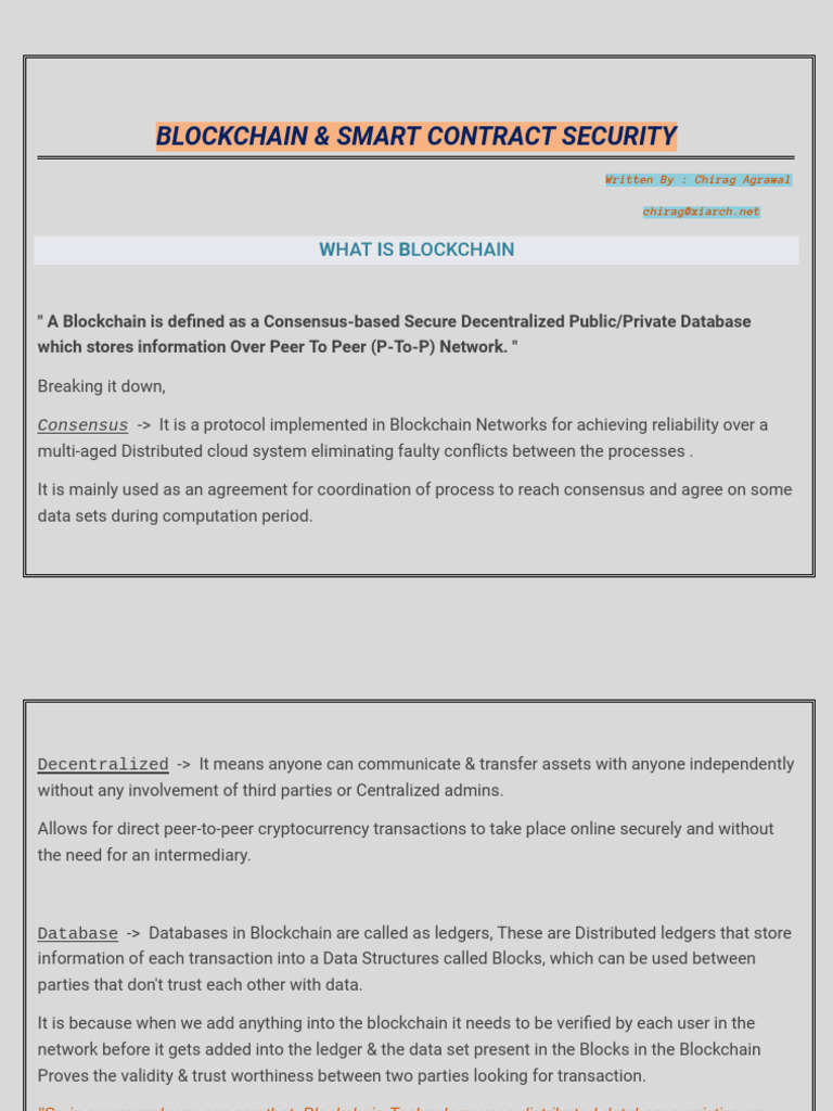 Blockchain & Smart Contract Security | PDF | Peer To Peer | Computing