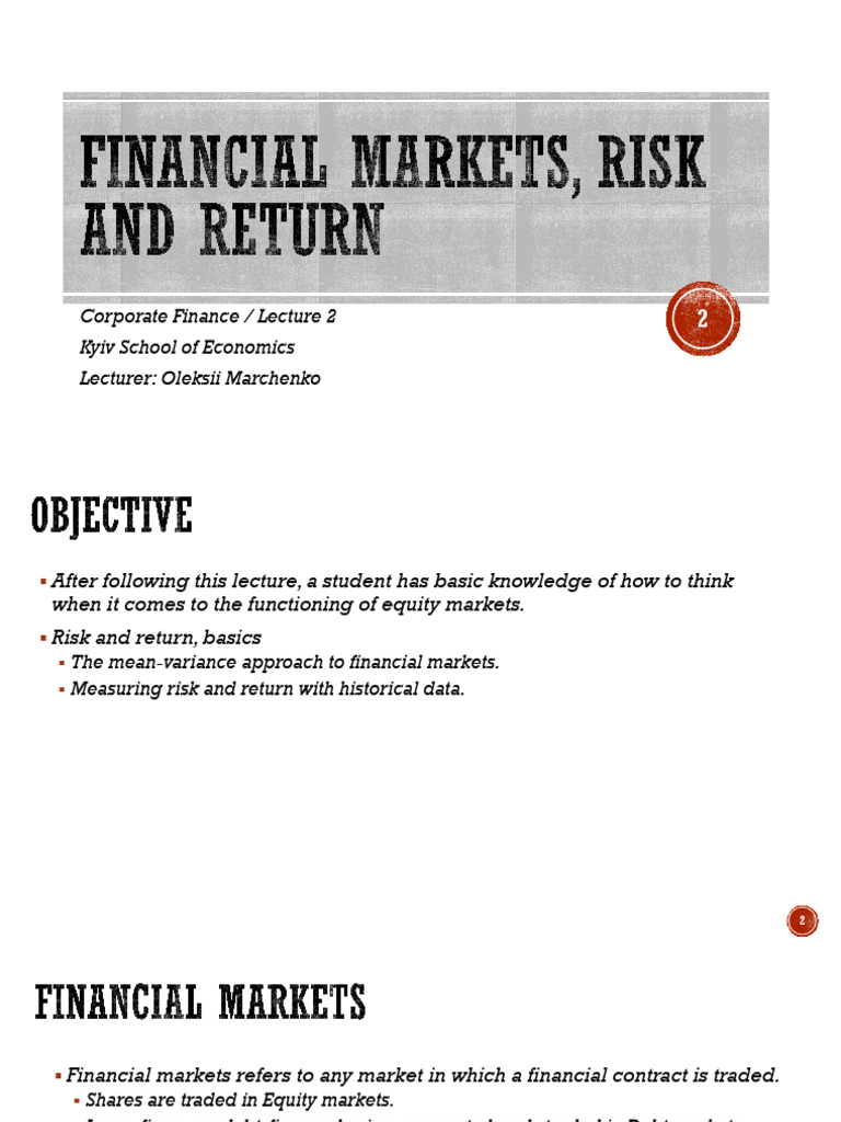 KSE CorpFin - L2. Financial Markets, Risk and Return + Extra Slides | PDF | Standard Deviation ...