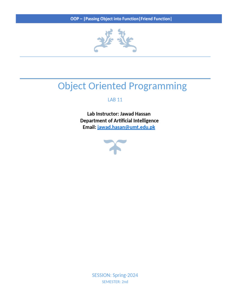 Lab Manual11 M Taha Majeed 198 | PDF | Class (Computer Programming) | Inheritance (Object ...