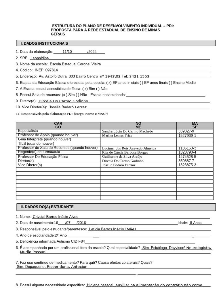PDI Escolar em Minas Gerais: Estrutura e Detalhes | PDF | Pensamento ...