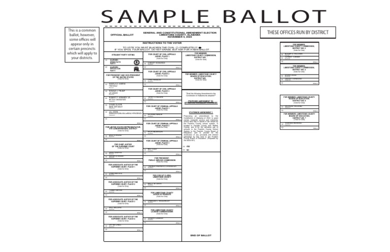 Limestone County Election Sample Ballot | PDF | Republican Party ...
