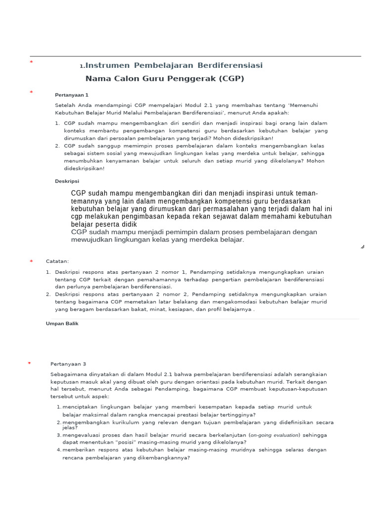 Instrumen Pembelajaran Berdiferensiasi Tofik | PDF | Karier & Perkembangan