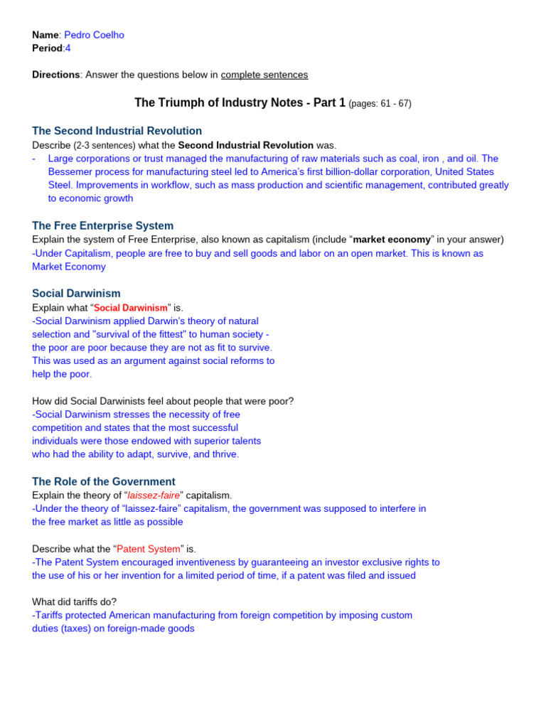 Triumph of Industry Notes Part 1 | PDF | Thomas Edison | Nikola Tesla