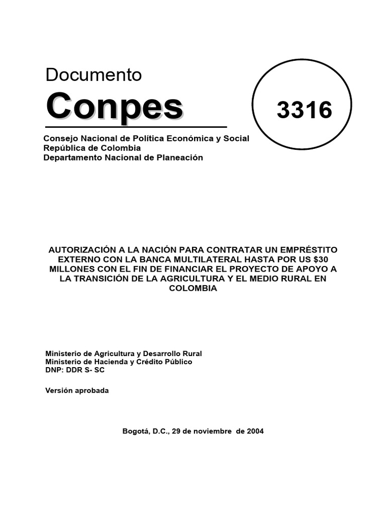 Conpes 3316 Versión Aprobada El 2004 | PDF | Economias