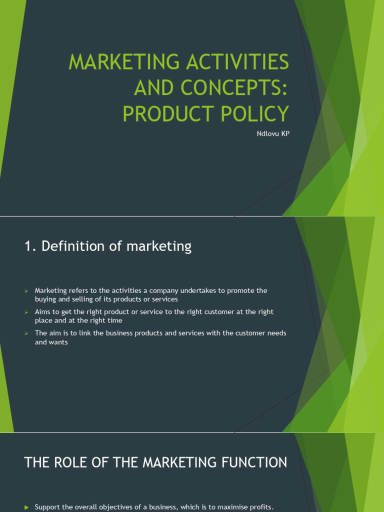 MARKETING ACTIVITIES Product Policy | PDF | Marketing | Product (Business)