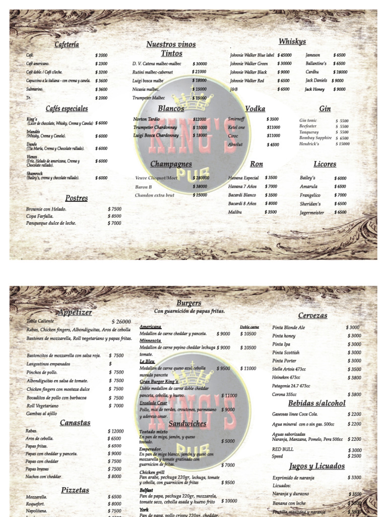 Kings Menu | PDF | Cocina | Alimentos