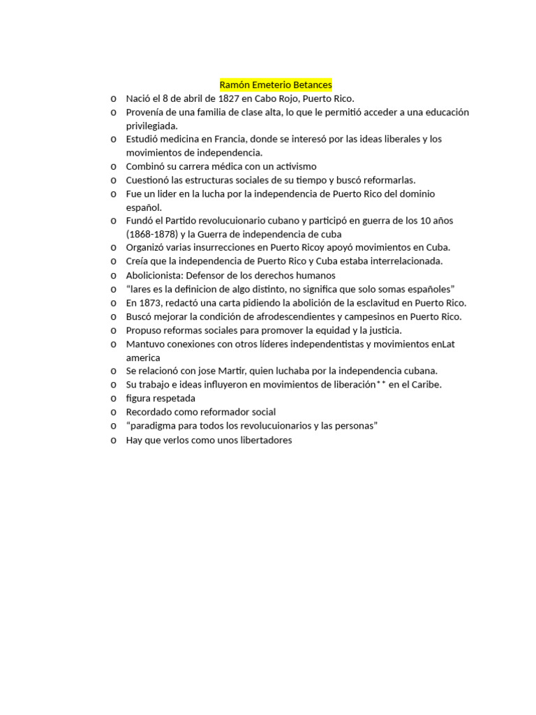 Ramón Emeterio Betances | PDF | Historia