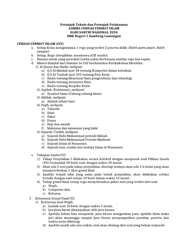 Juknis Juklak CCI 2024 | PDF