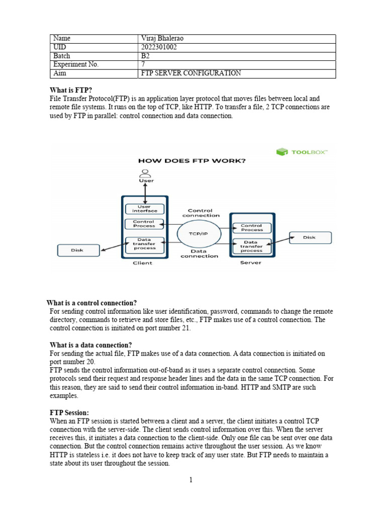 Exp7 2022301002 VirajBhalerao | PDF | File Transfer Protocol | Utility Software