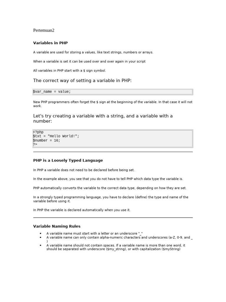 Pertemuan 2 | PDF | Variable (Computer Science) | String (Computer Science)