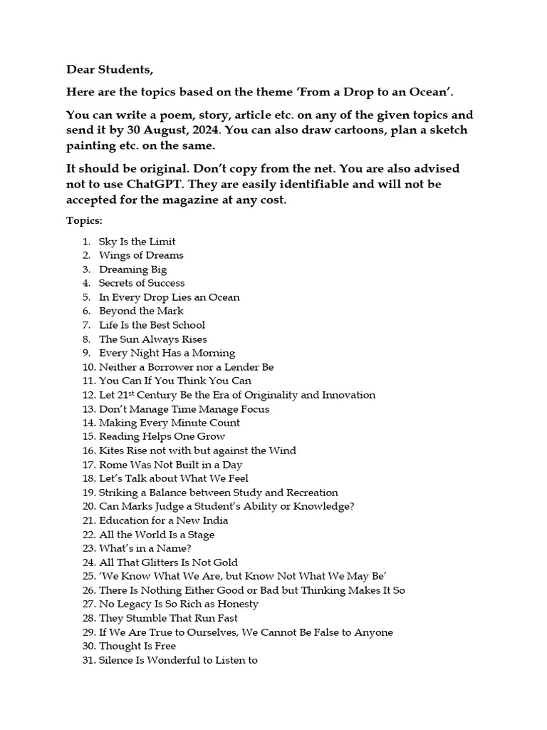 Magazine Topics For Students | PDF | Travel | Lifestyle