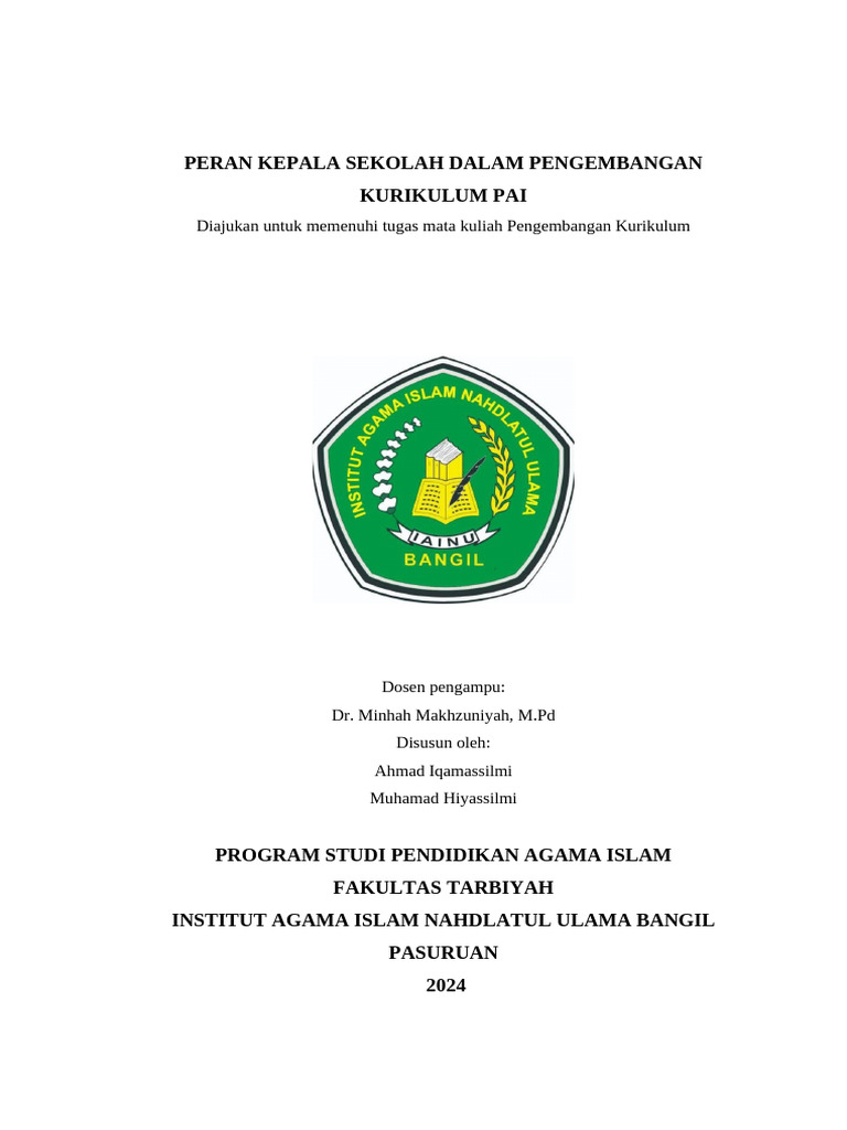 Peran Kepala Sekolah Dalam Pengembangan Kurikulum Pai | PDF