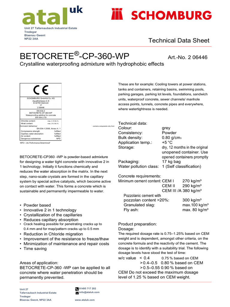 Betocrete CP 360 WP | PDF | Concrete | Cement