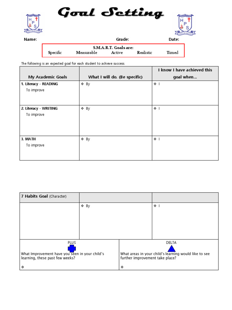 Goal Setting Form | PDF
