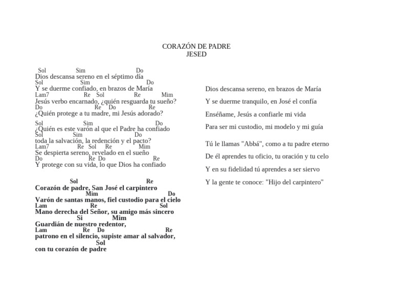 Corazón de Padre - Jesed. Acordes | PDF