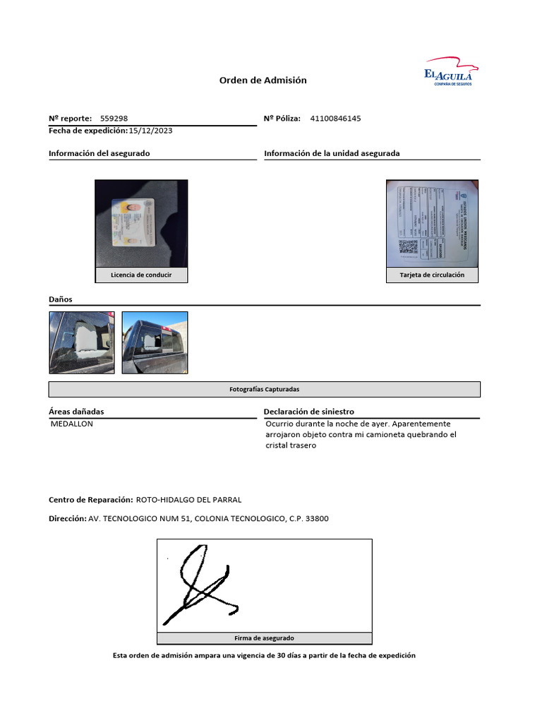 Volante Admisión - 559298 | PDF