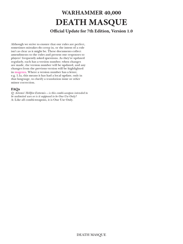 Death Masque v1.0 | PDF
