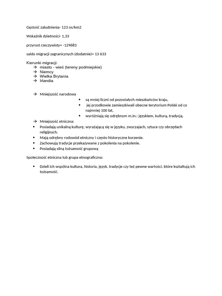 Geografia-Gestosc Zaludnienia Migracje | PDF