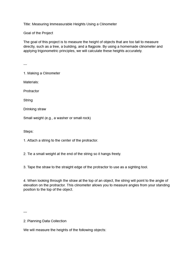 Math Clinometer - 1 | PDF | Trigonometry | Triangle