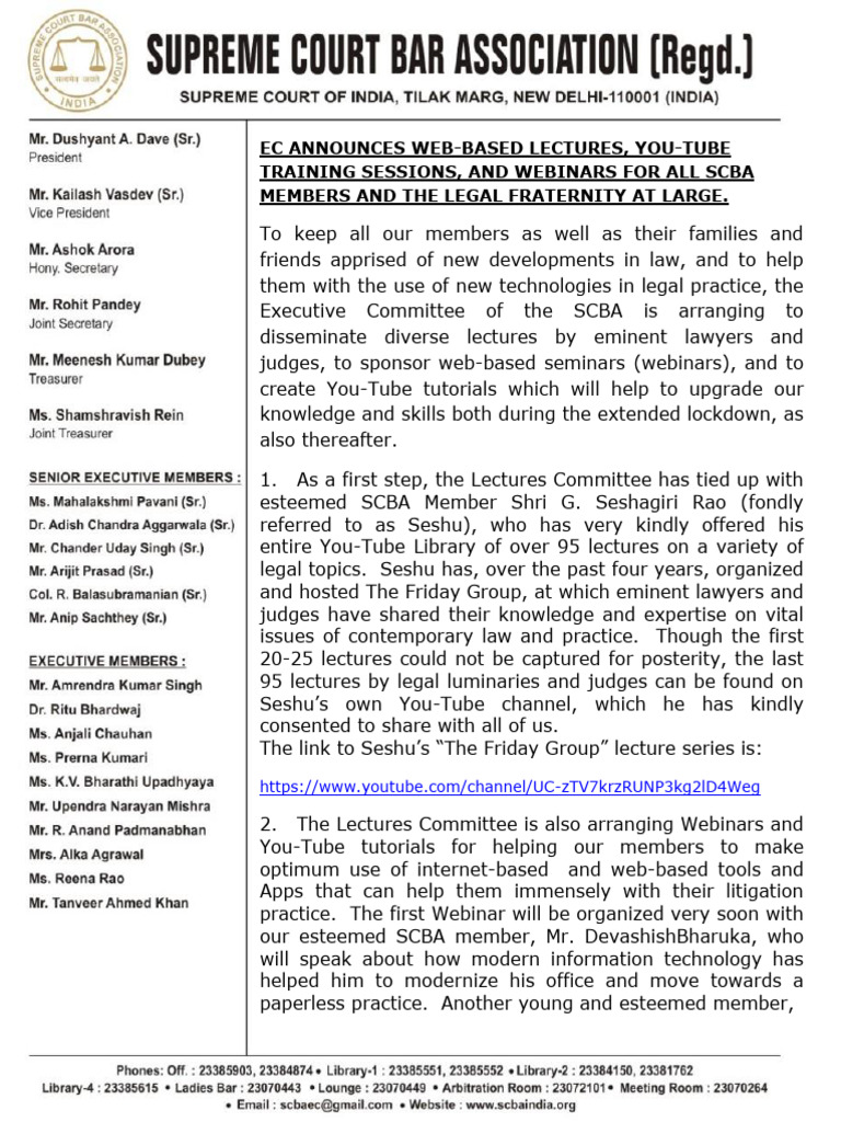 Ec Announces Web-Based Lectures, You-Tube Training Sessions, and ...