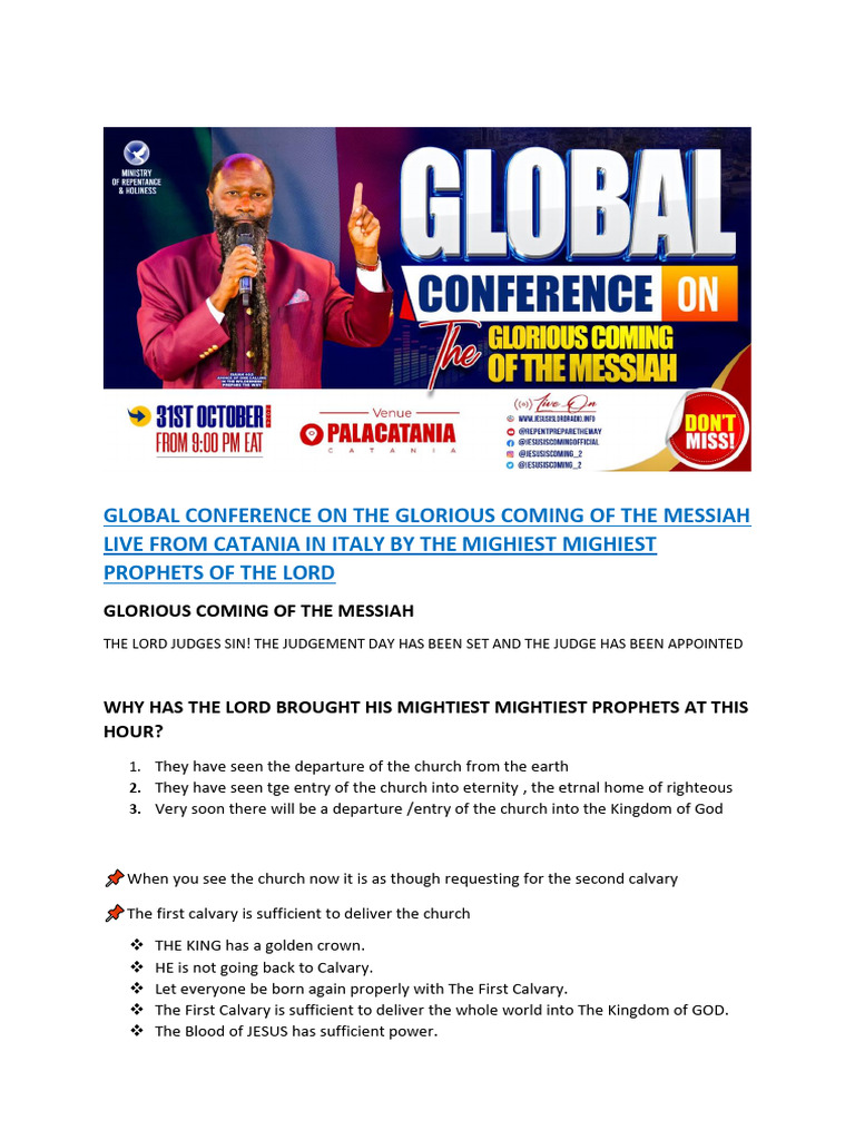 Global Conference on Messiah's Coming | PDF | Jesus | Rapture