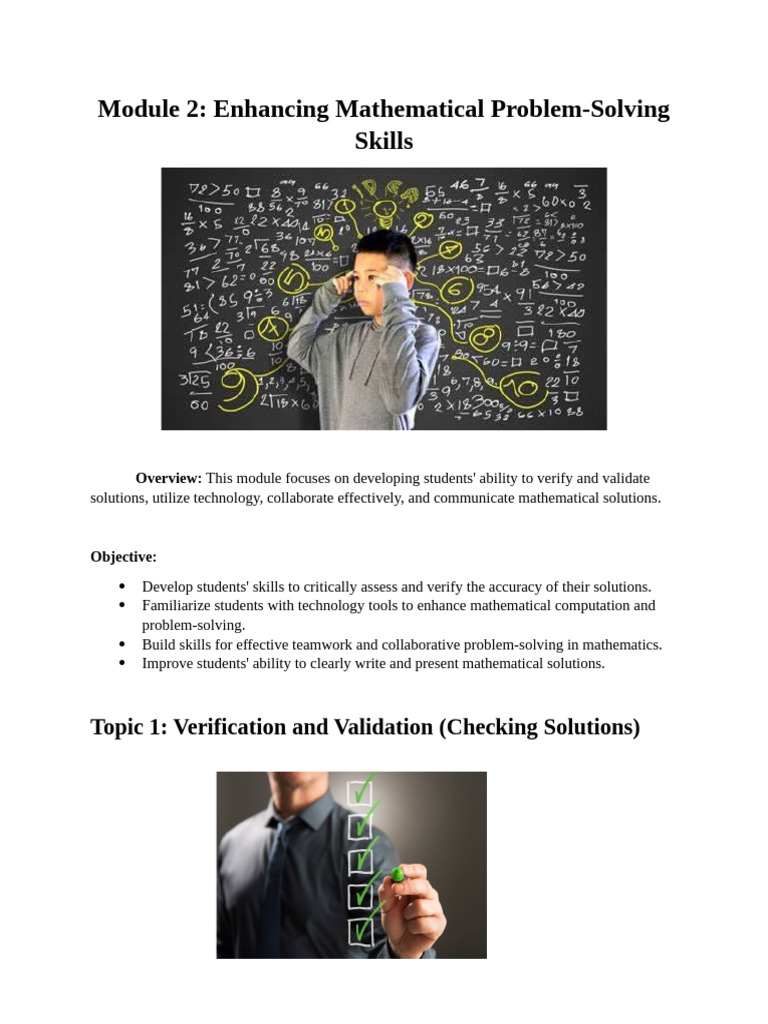 Module 2 Enhancing Mathematical Problem Solving Skills by JWVH | PDF | Mathematics | Formal ...