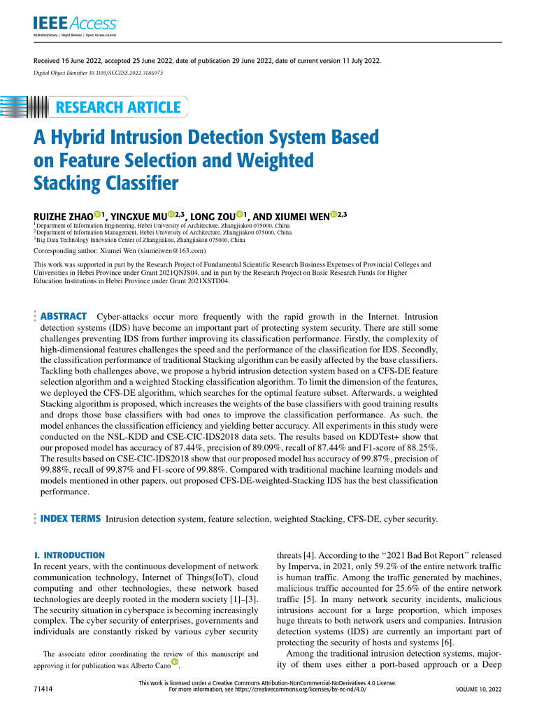 A Hybrid Intrusion Detection System Based On Feature Selection And